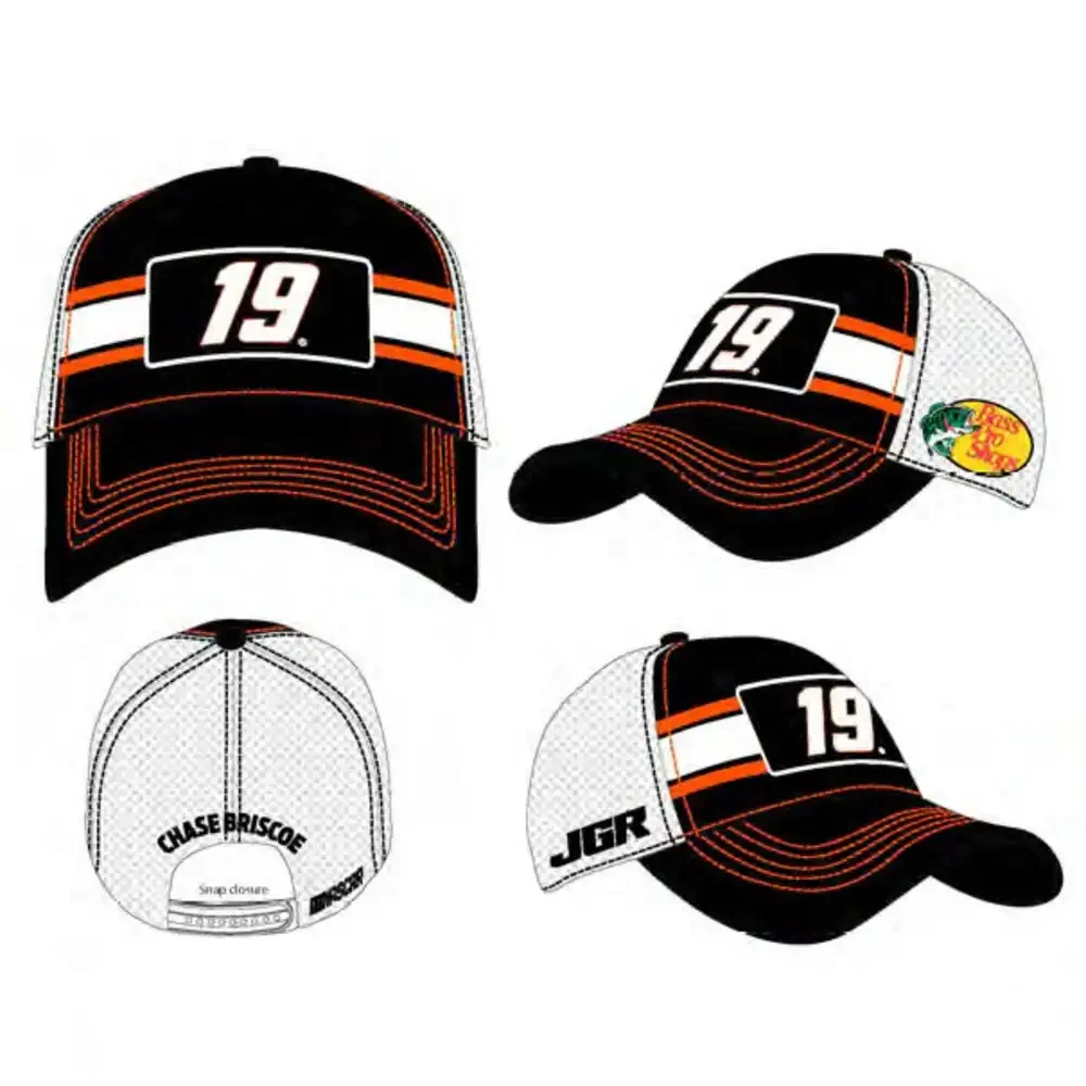 Chase Briscoe 2025 Striped #19 Mesh Hat Black White Cap - NASCARJOLLY ...